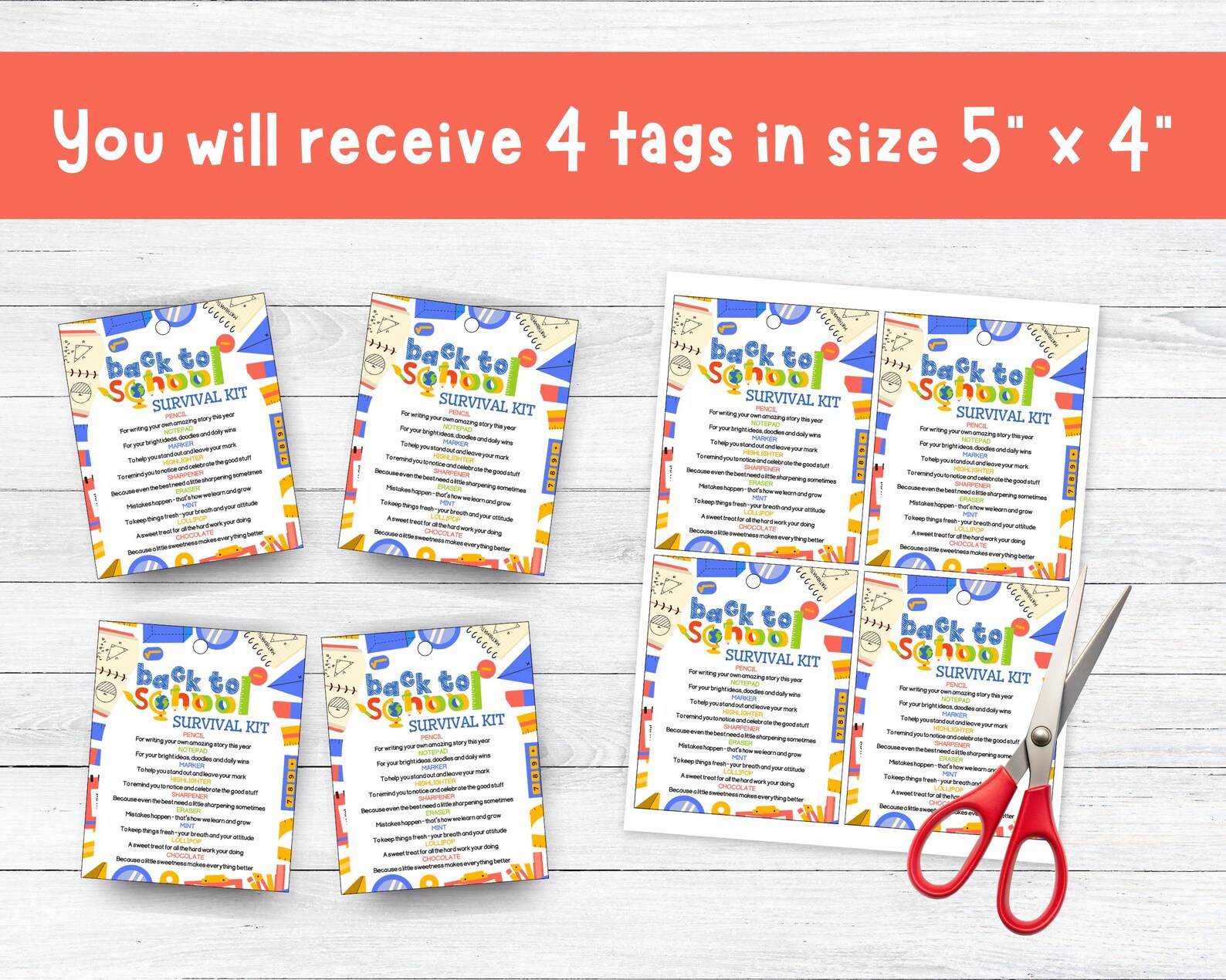 Back to School Survival Kit Gift Tags | Back to School Gift Tag ...