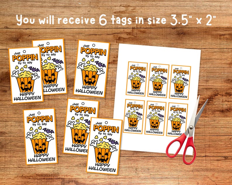 Just Poppin by to Say Happy Halloween Gift Tags Printable | Popcorn ...