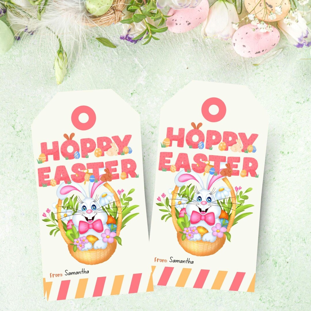 Hoppy Easter Bunny Gift Tags | Printable Treat Tags | Instant Download ...