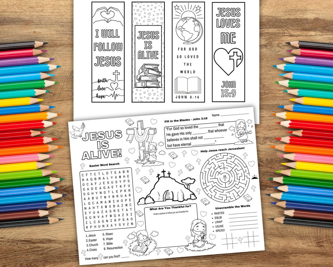 Jesus is Alive Activity Bundle for Kids, Bible Activity Page, Bookmarks ...