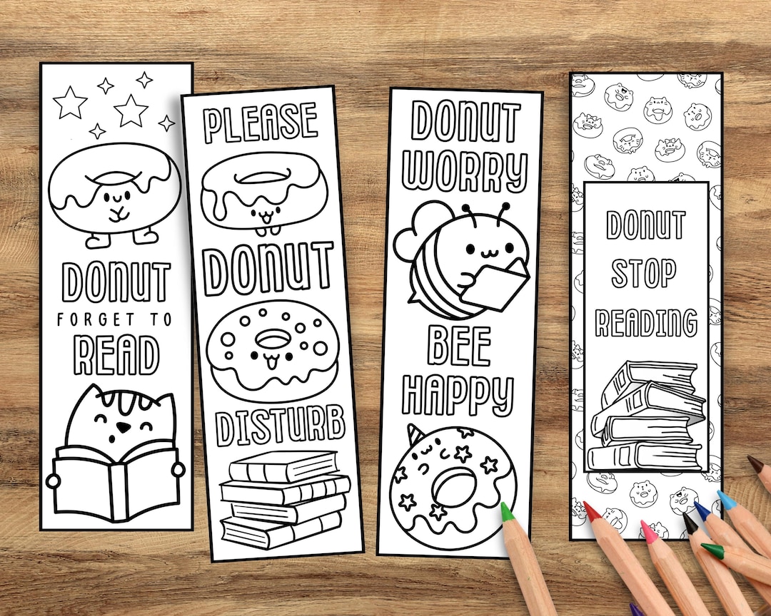 Donut Stop Reading Coloring Bookmarks Printable | Fun Donut-themed ...