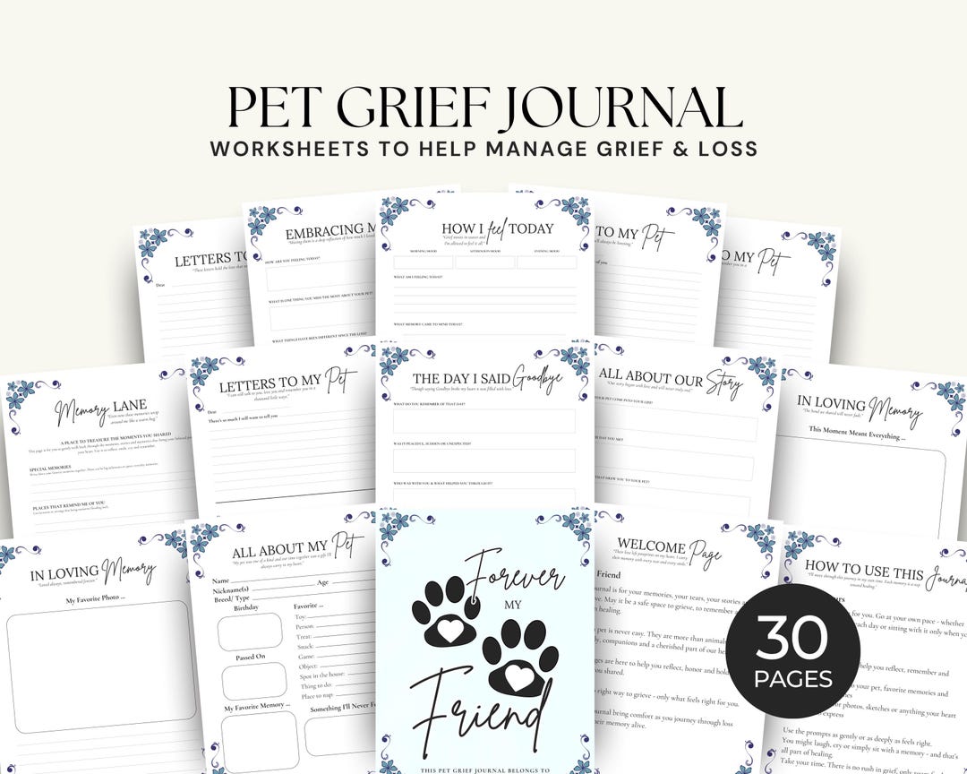 Pet Loss Grief Printable Journal | Pet Loss Memory Book | Pet Loss ...