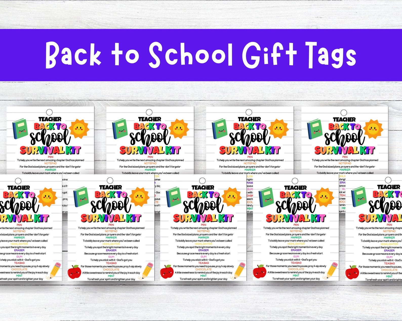 Teacher Back to School Survival Kit Tag | Survival Kit Bible Themed ...