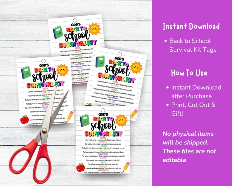God’s Back to School Survival Kit Gift Tags | Christian Printable Tags ...