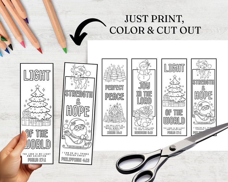Bible Themed Christmas Coloring Bookmarks | Christian Holiday Bookmarks ...