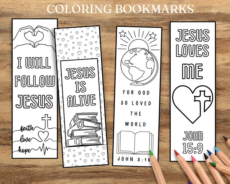 Jesus Loves Me Coloring Bookmarks Printable, Christian Bible Verse ...