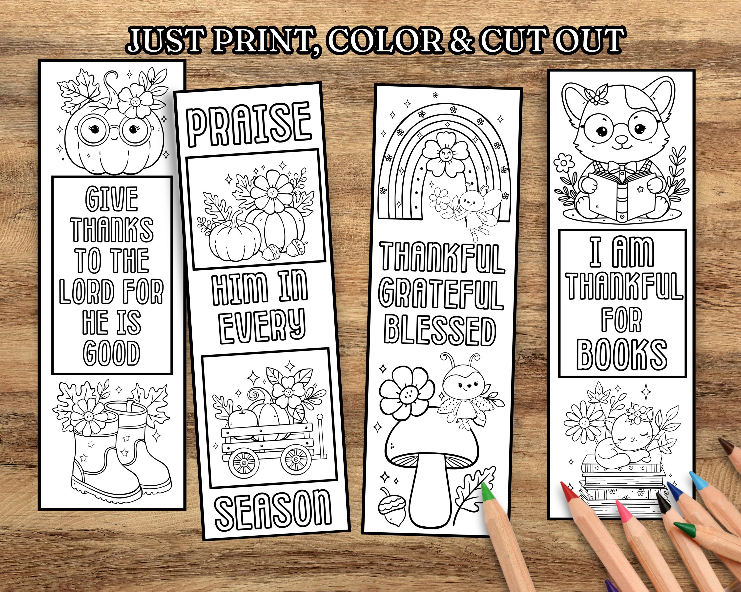 Gratitude Coloring Bookmarks for Kids, Christian Coloring, Gratitude ...