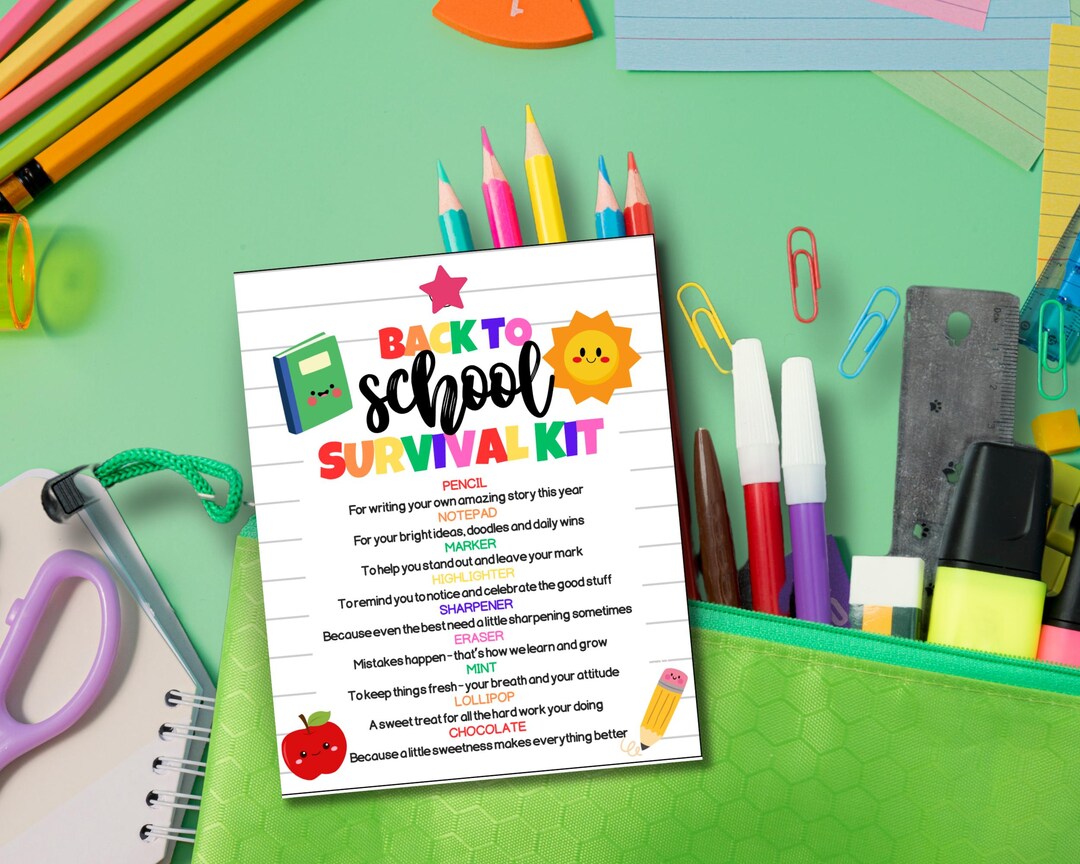 Back to School Survival Kit Gift Tags | Back to School Gift Tag ...