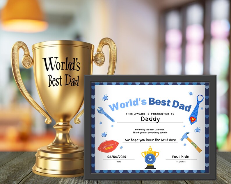 World's Best Dad Certificate Printable | Fathers Day Gift for Dad ...