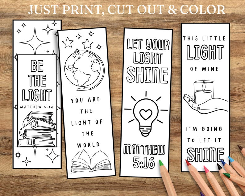 Let Your Light Shine Coloring Bookmarks Printable | Christian Bible ...