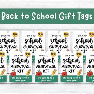 Back to School Survival Kit Gift Tags, First Day of School, Care ...