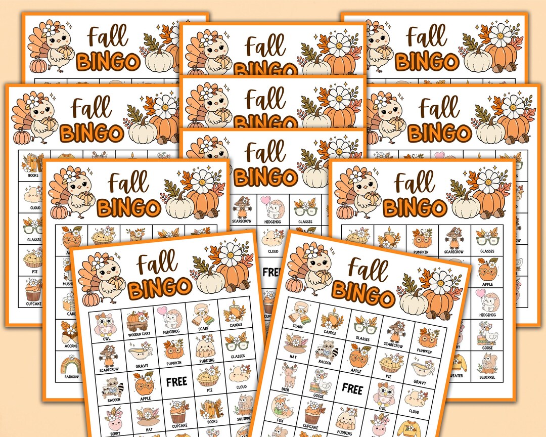 Fall Bingo Game Printable | Autumn Classroom Game | Fall Party Activity ...