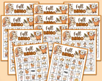 30 Printable Autumn Bingo Cards | Fall Bingo for Kids | Fall Classroom ...