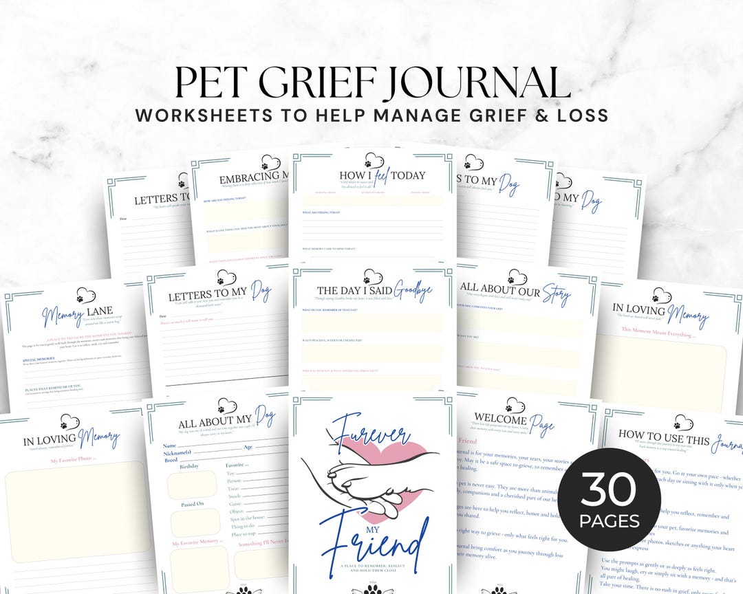 Dog Loss Grief Printable Journal | Pet Memory Book | Dog Loss Grief ...