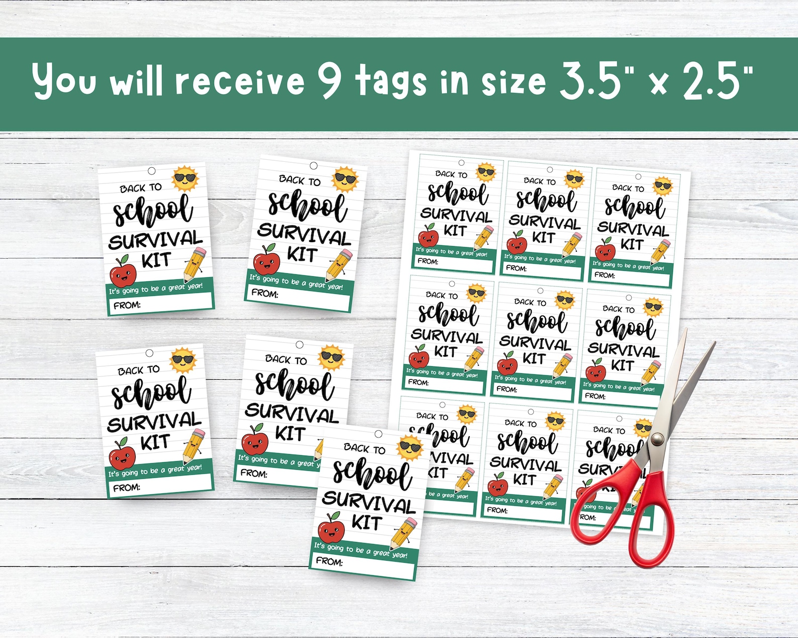 Back to School Survival Kit Gift Tags | Printable Teacher & Student ...