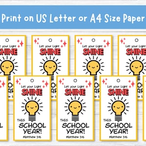 Let Your Light Shine Back to School Gift Tags, Teacher Gift Tags, First ...