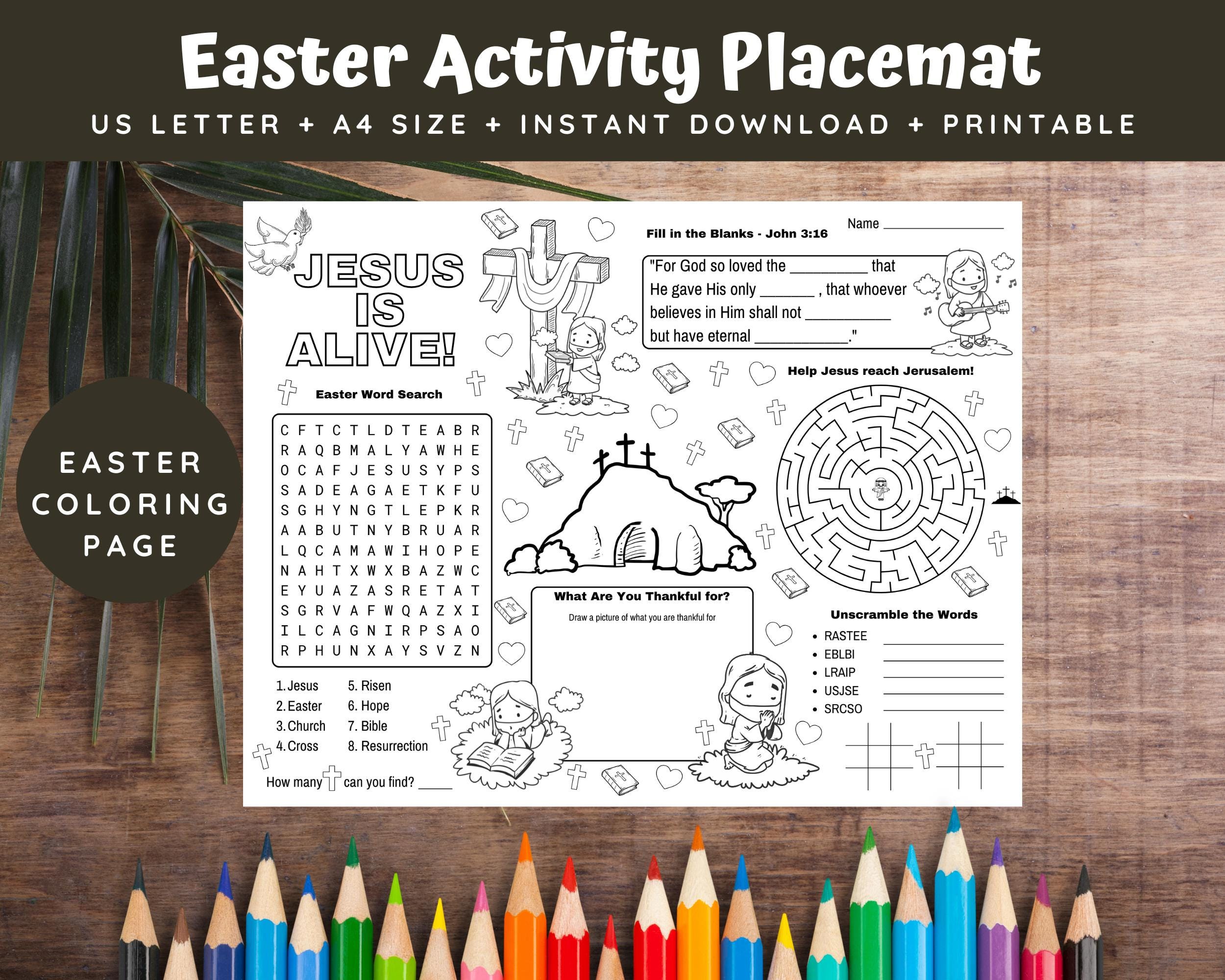 Easter Activity Placemat | Jesus is Alive Activity Page | Jesus is ...