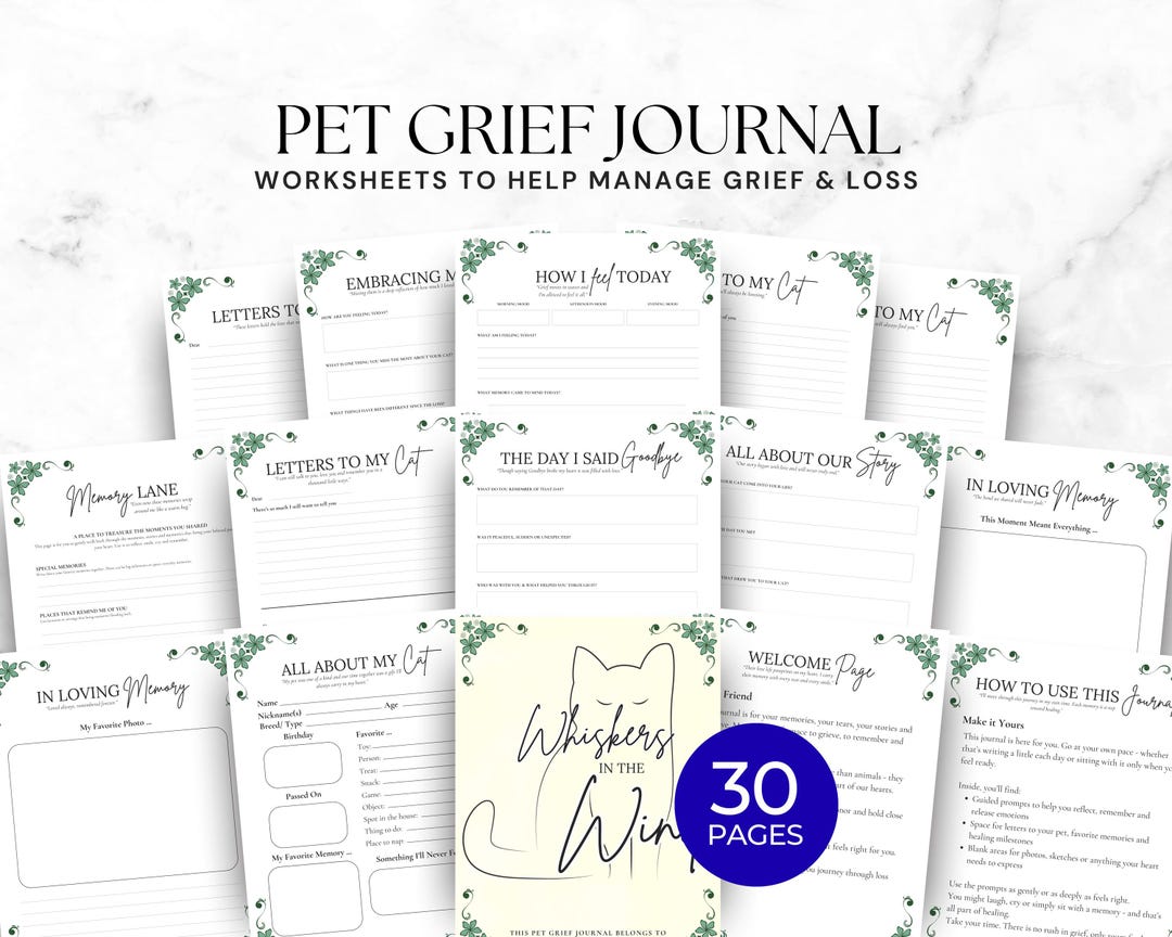 Editable Pet Loss Grief Journal | Pet Loss Memorial Templates | Cat ...
