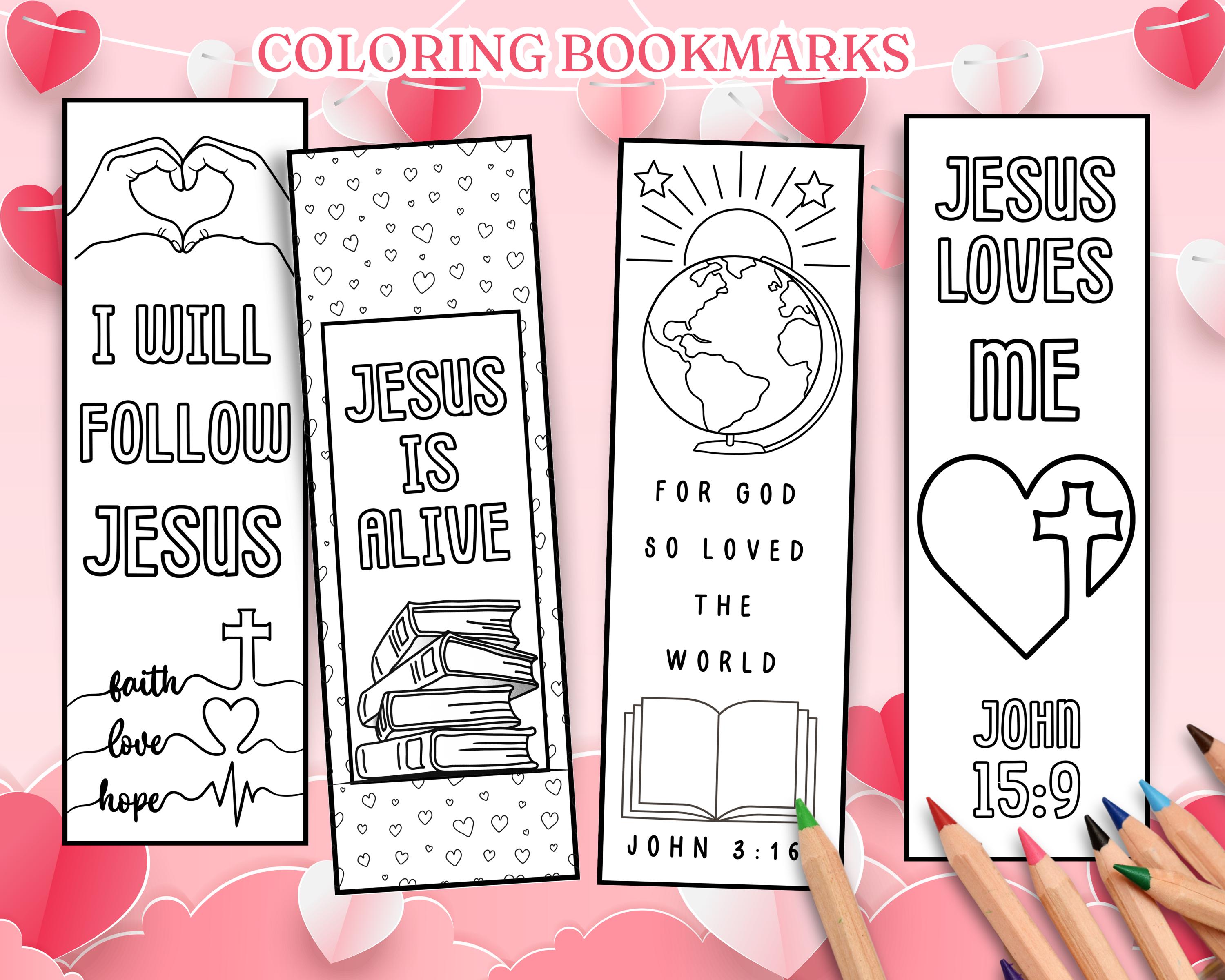 Jesus Loves Me Valentine Coloring Bookmarks | Christian Bible Verse ...