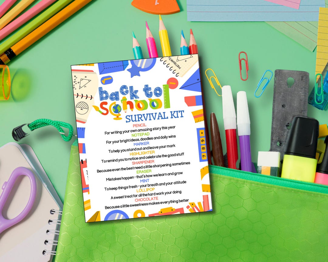 Back to School Survival Kit Gift Tags | Back to School Gift Tag ...