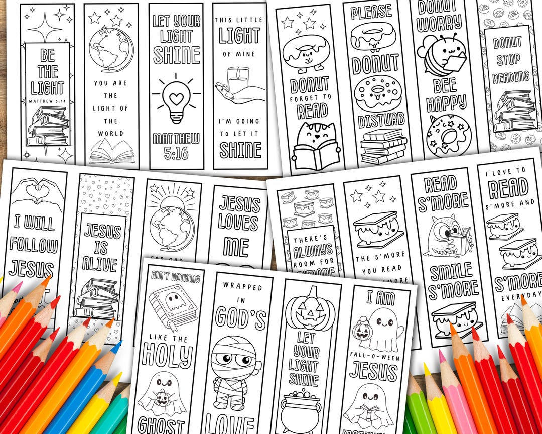 Coloring Bookmarks Bundle | Halloween Bible Themed, Let Your Light ...