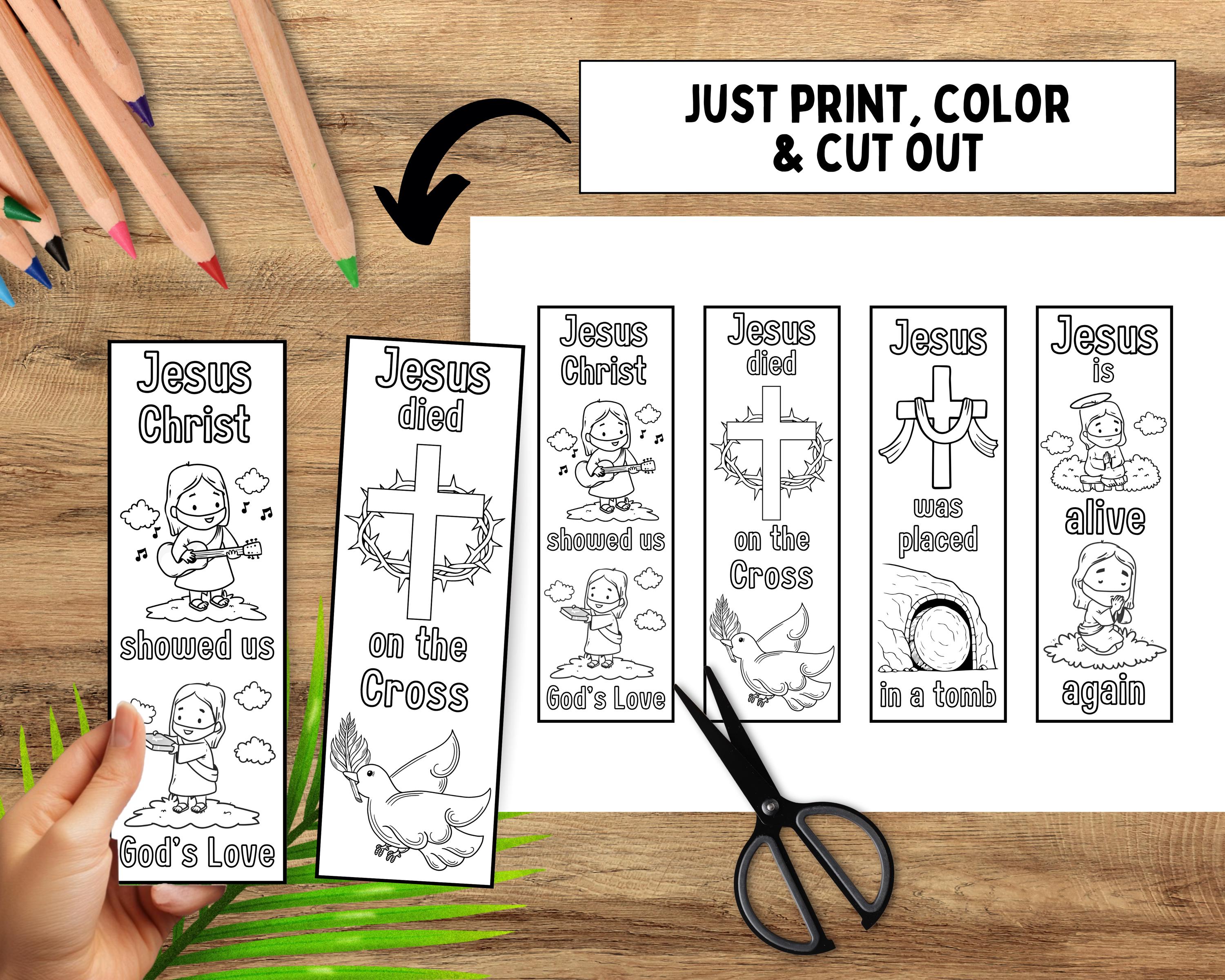 Christian Easter Bookmarks to Color, Easter Story Coloring Bookmarks ...