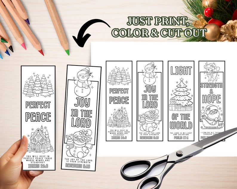 Bible Verse Coloring Bookmarks for Kids | Bible Themed Christmas ...