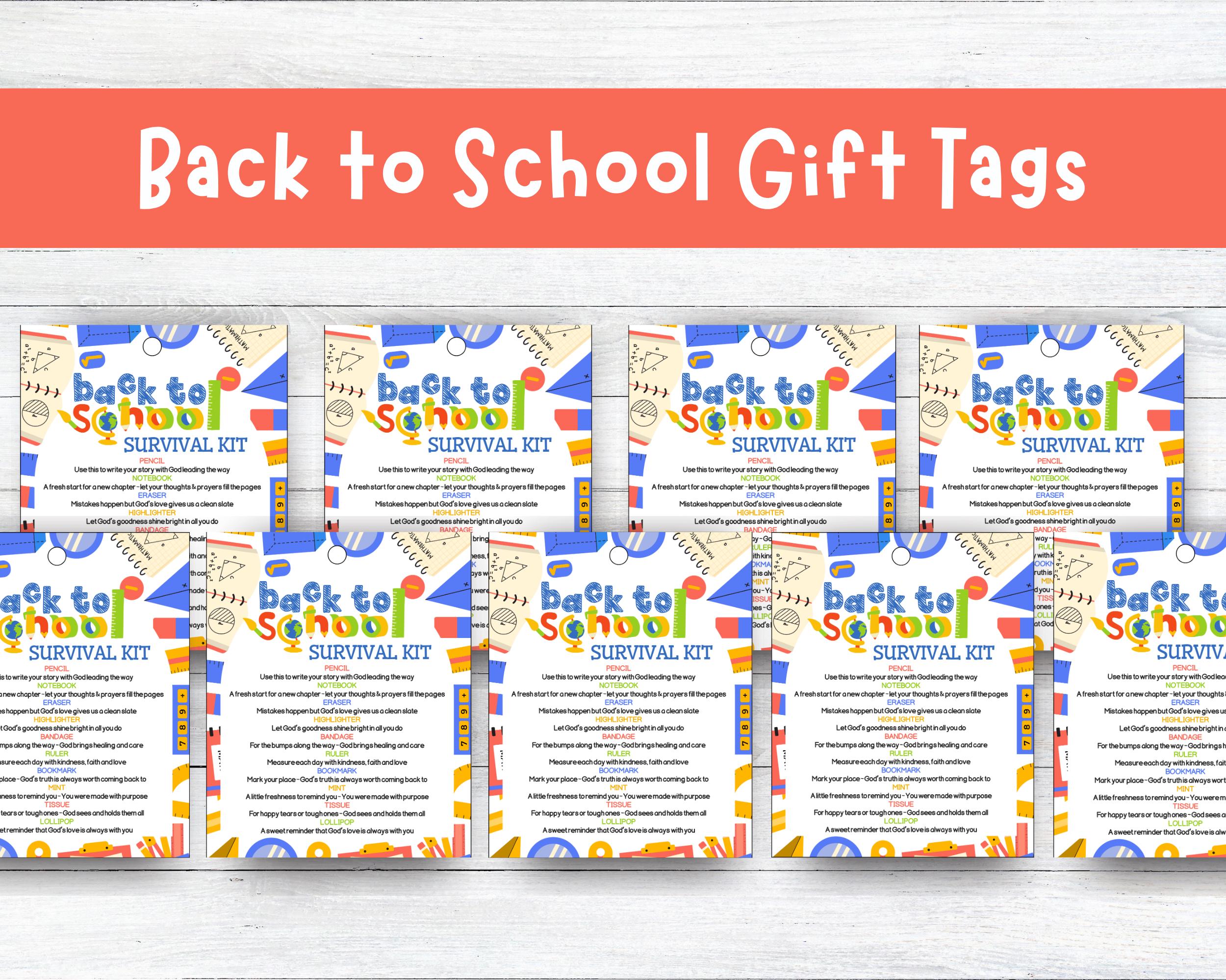 Back to School Survival Kit Gift Tags | Bible Themed Gift Tags ...