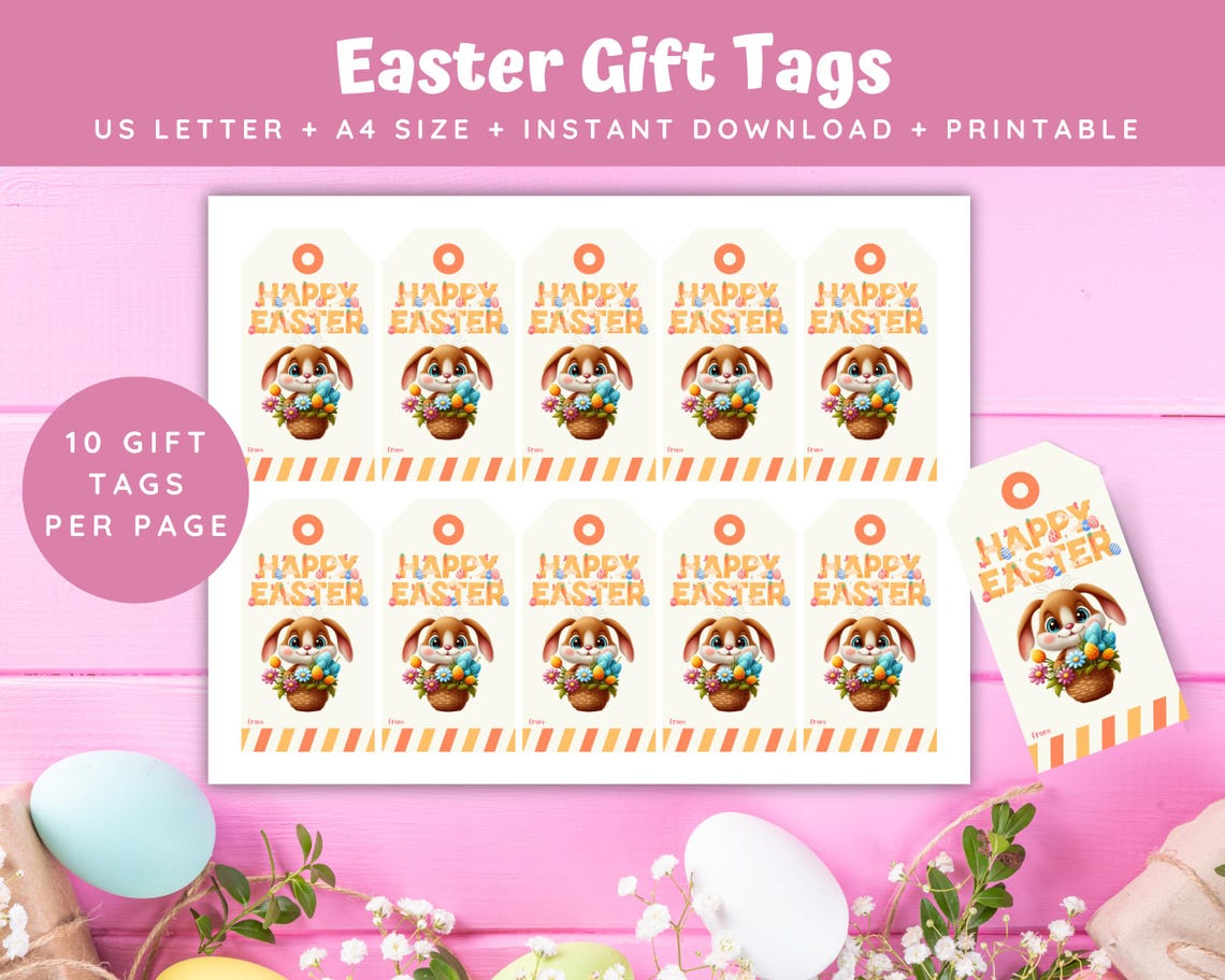 Happy Easter Gift Tags | Printable Favor Tags | Instant Download - Etsy