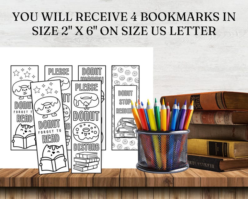 Donut Stop Reading Coloring Bookmarks Printable | Fun Donut-themed ...