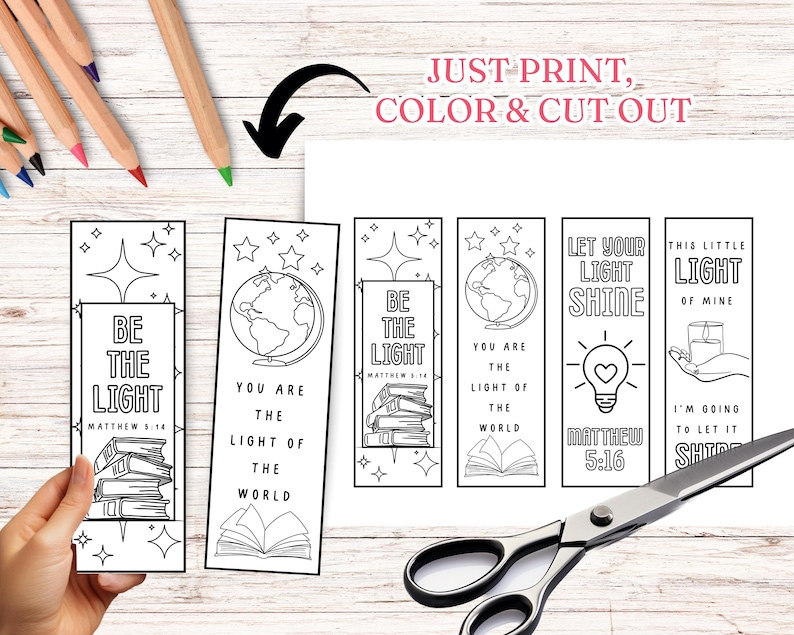 Let Your Light Shine Valentine Coloring Bookmarks | Christian Bible ...