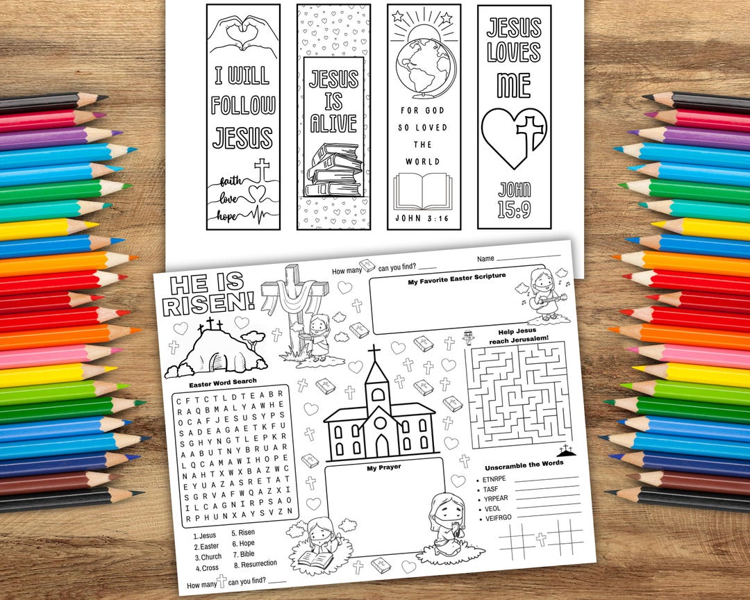 He is Risen Activity Bundle for Kids, Kids Activity Worksheet, Bible ...