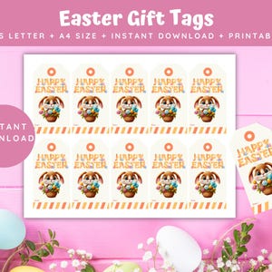 Happy Easter Gift Tags | Printable Favor Tags | Instant Download - Etsy