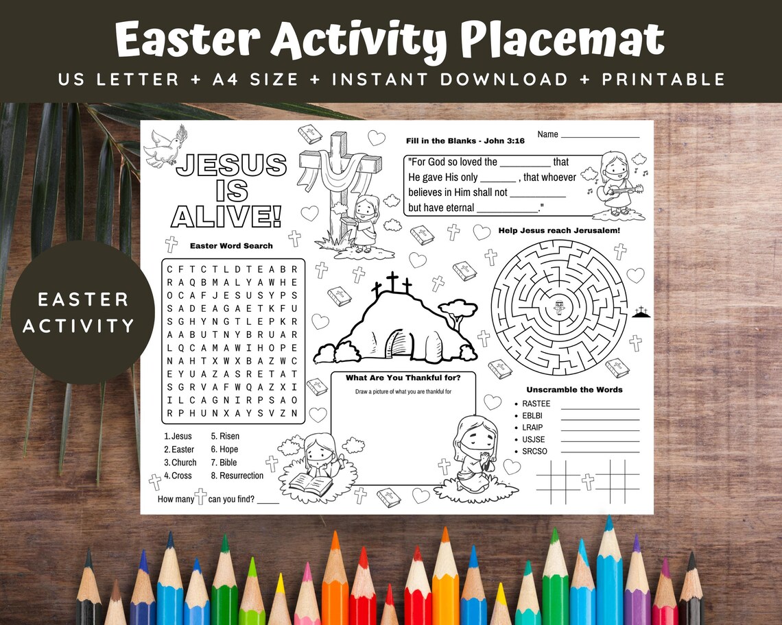 Easter Activity Placemat | Jesus is Alive Activity Page | Jesus is ...