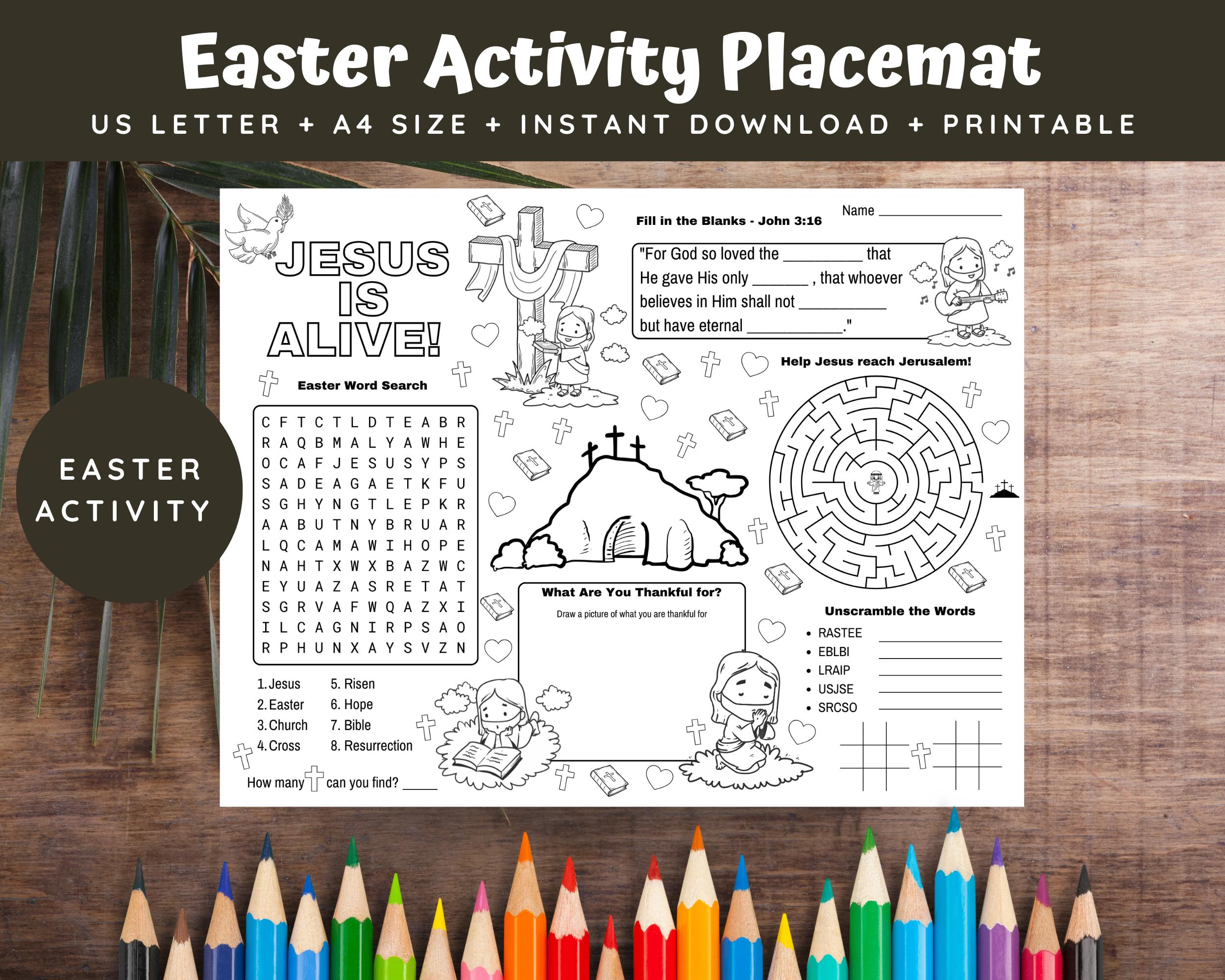 Easter Activity Placemat | Jesus is Alive Activity Page | Jesus is ...