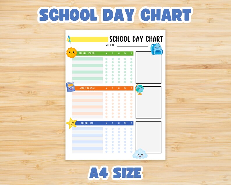 Kids School Day Routine Chart, Morning, After School, Night Routine ...