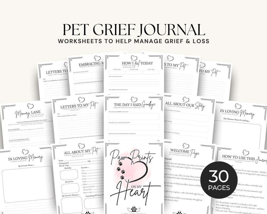 Pet Grief Printable Journal | Pet Loss Memory Book | Pet Keepsake ...