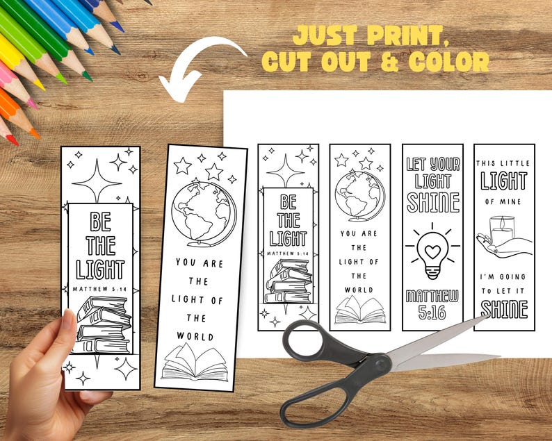 Bible Coloring Bookmarks Bundle for Kids, Christian Bookmarks, Let Your ...