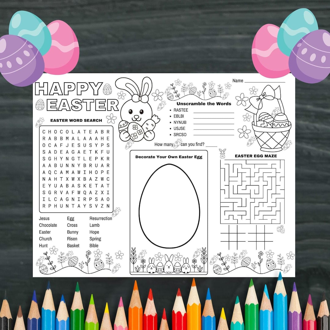 Easter Activity Placemat | Happy Easter Activity Page | Happy Easter ...
