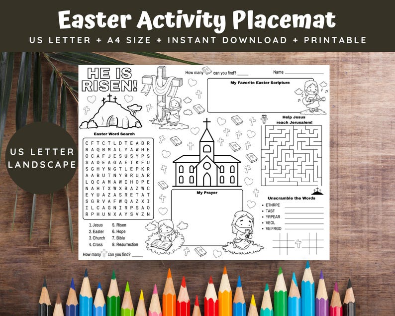 Easter Activity Placemat | He is Risen Activity Page | He is Risen ...