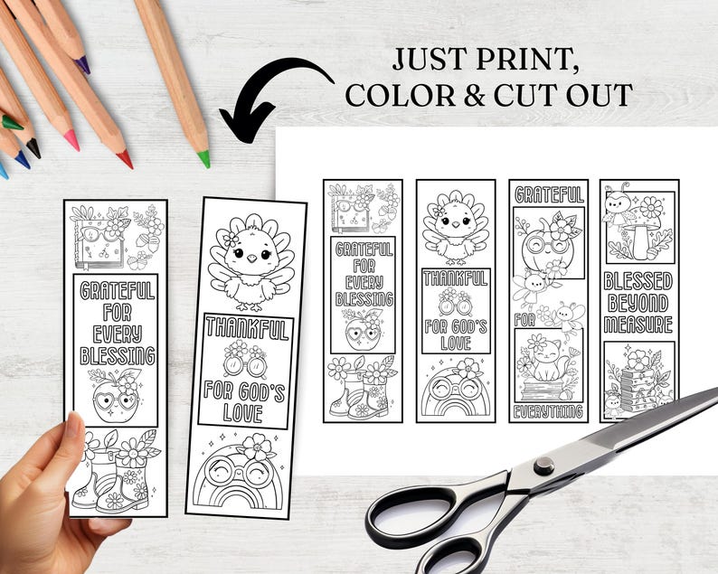 Grateful Coloring Bookmarks Printable | Fall Thanksgiving Bookmarks to ...