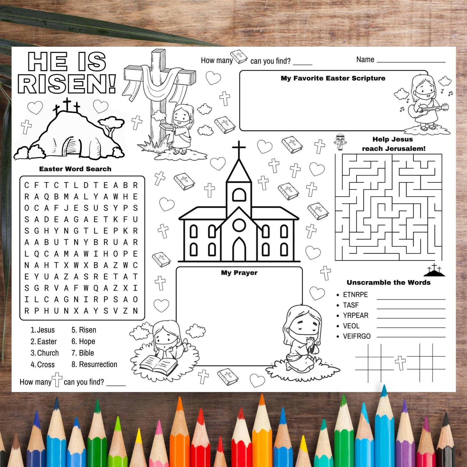Easter Activity Placemat | He is Risen Activity Page | He is Risen ...