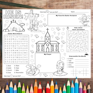 Easter Activity Placemat | He is Risen Activity Page | He is Risen ...