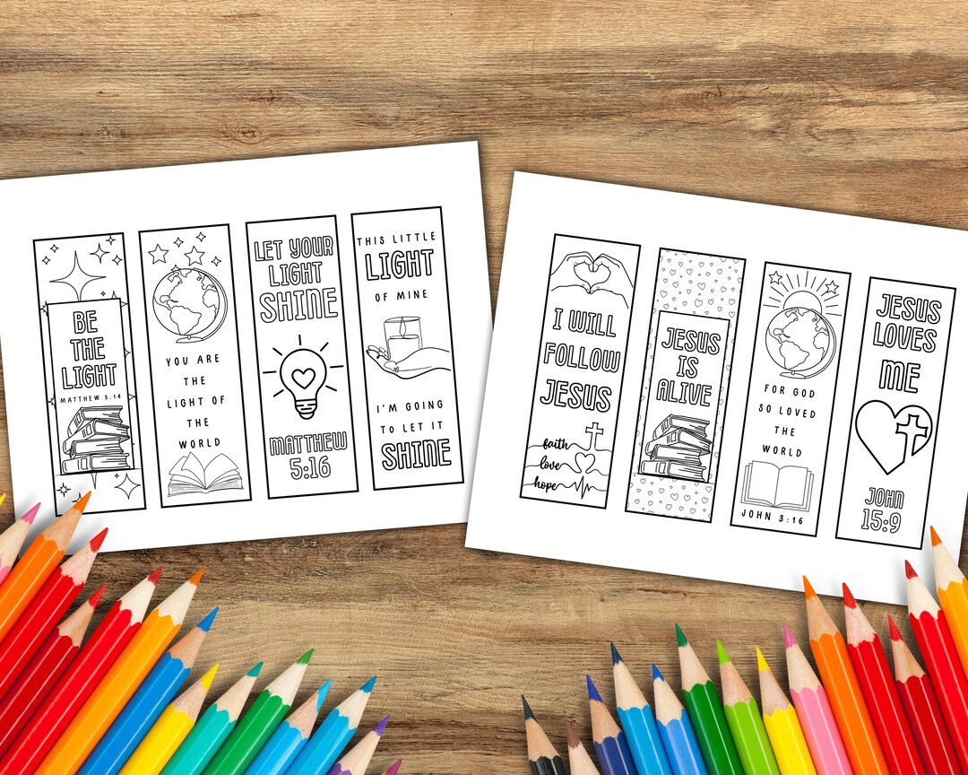 Bible Coloring Bookmarks Bundle for Kids, Christian Bookmarks, Let Your ...