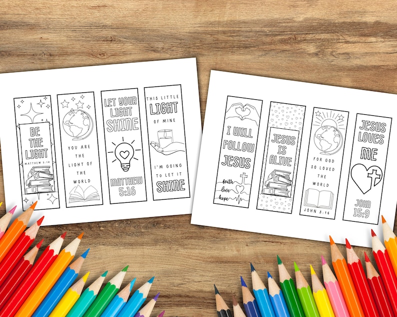 Bible Coloring Bookmarks Bundle for Kids, Christian Bookmarks, Let Your ...