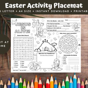 Jesus is Alive Activity Page Printable | Easter Bible Activity Placemat ...