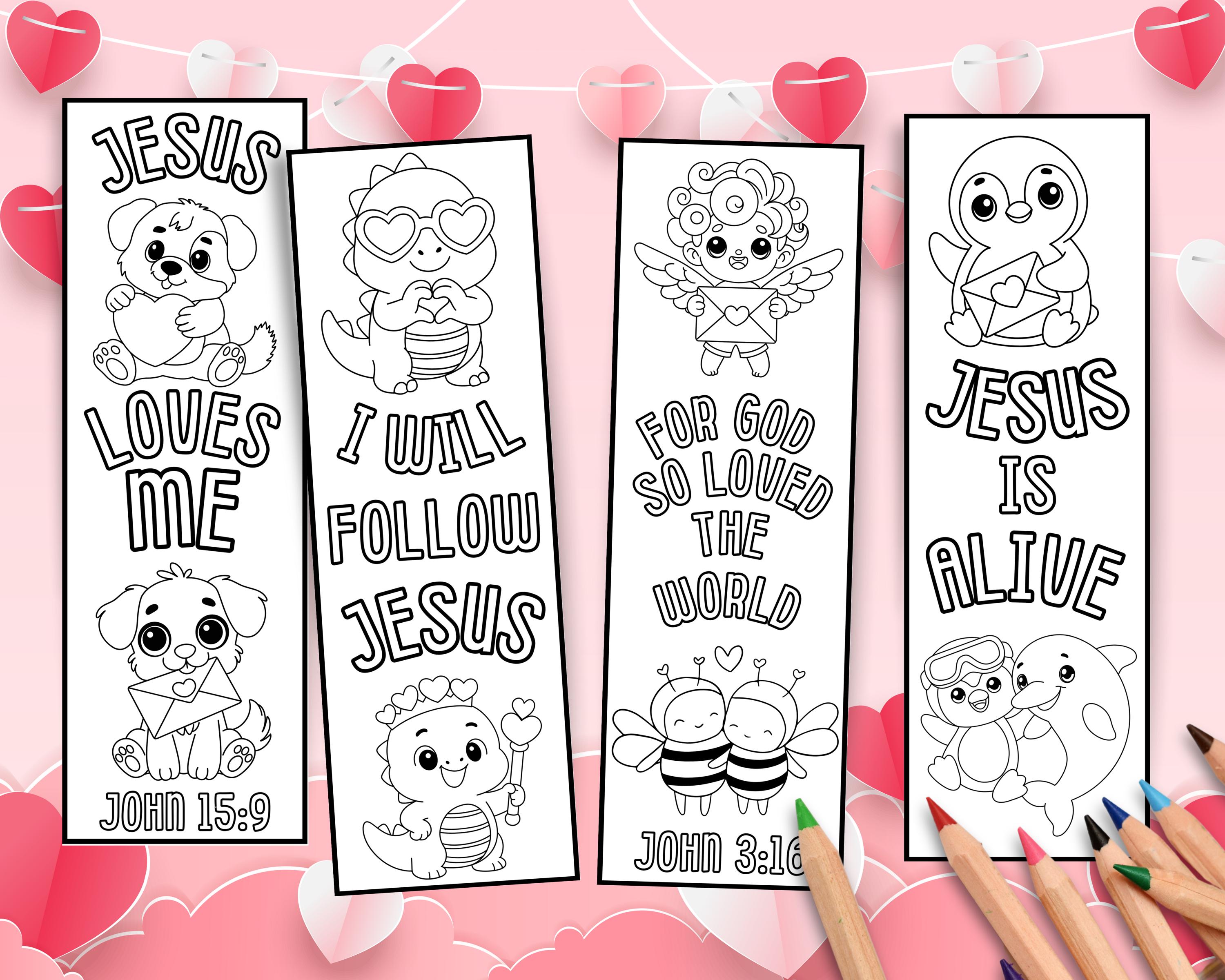 Jesus Loves Me Valentine Coloring Bookmarks Printable | Christian ...