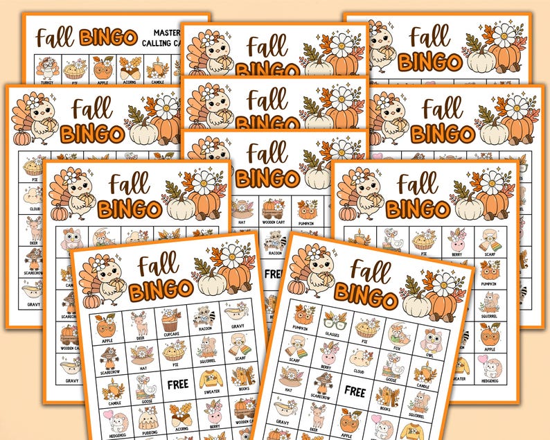 Fall Bingo Game Printable | Autumn Classroom Game | Fall Party Activity ...