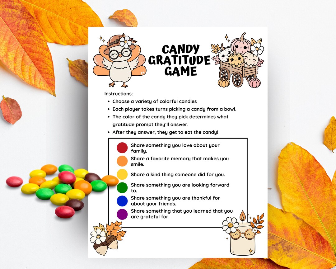 Candy Gratitude Game Printable | Thanksgiving Activity for Kids | Fall ...