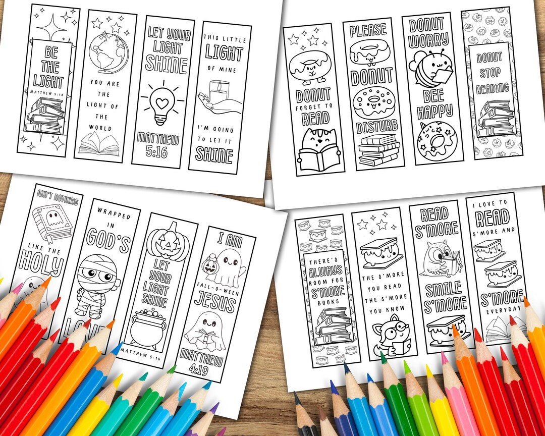 Coloring Bookmarks Bundle | Halloween Bible Themed, Let Your Light ...